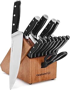 Amazon.com: Calphalon Kitchen Knife Set with Self-Sharpening Block, 15 ...