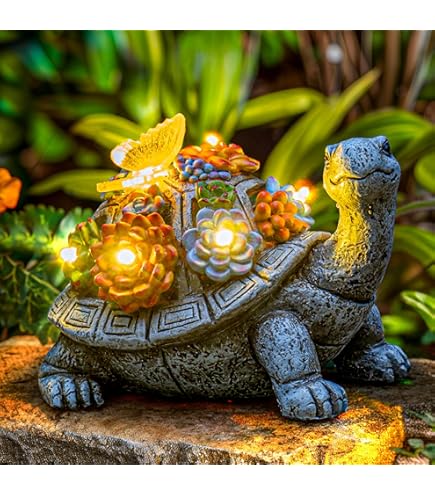 Solar Garden Turtle Colorful Solar Turtle Figurine With LED Lights