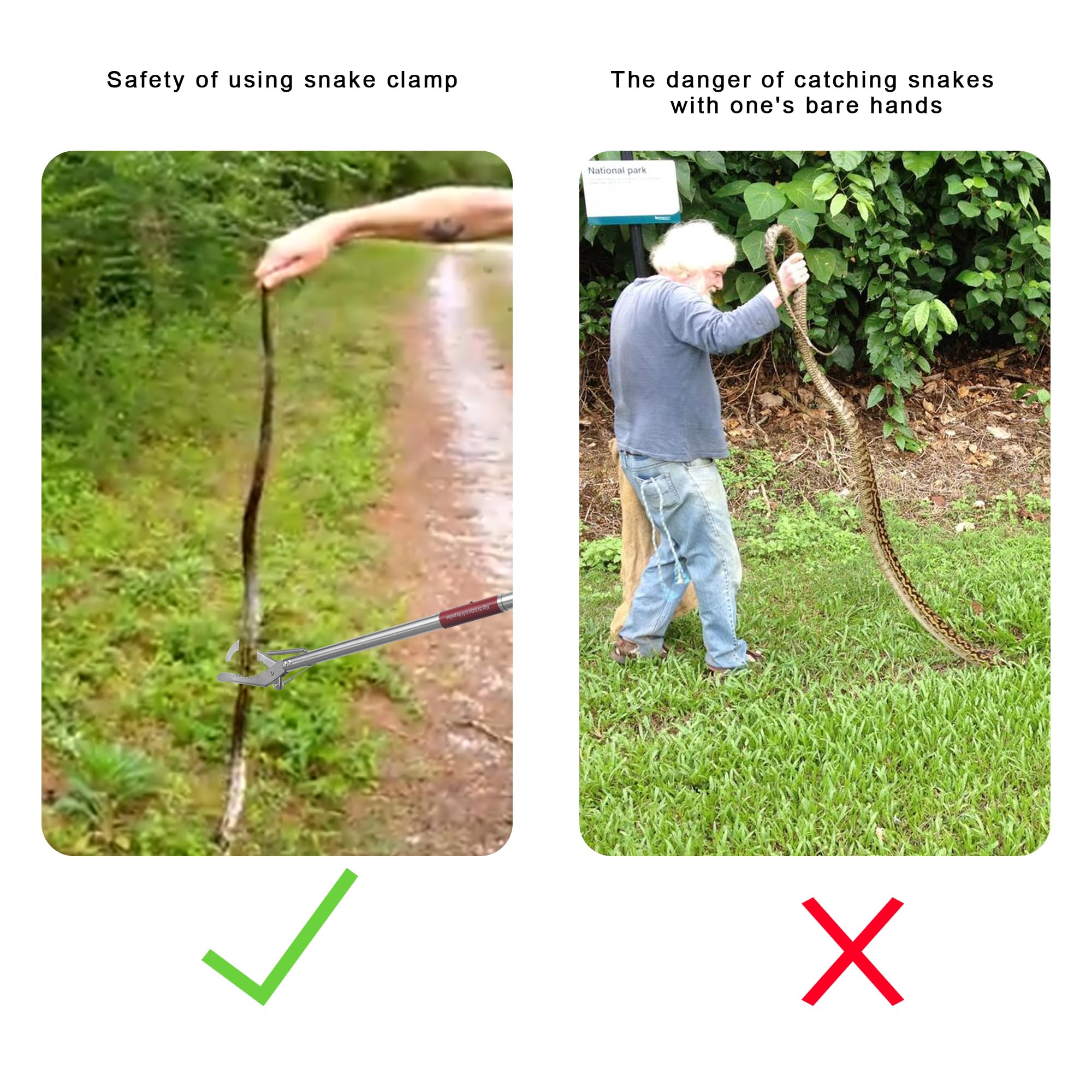 Mua 50" Snake Grabber Tool,Collapsible 3 Sections Snake Stick,Folded 17 ...
