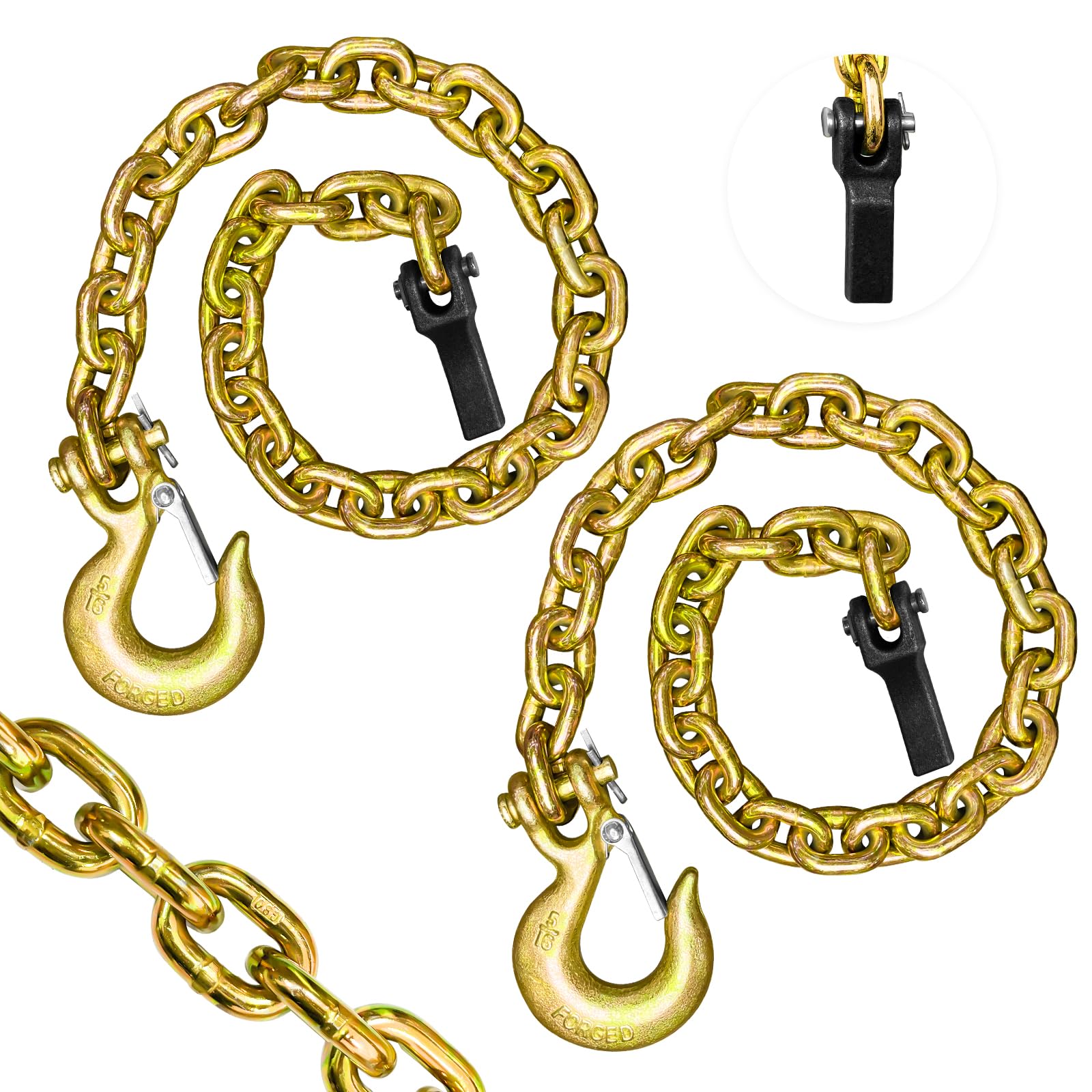 Trailer Safety Chains with Hooks 36In G80 Tow Chain 5/16'' Clevis Snap ...
