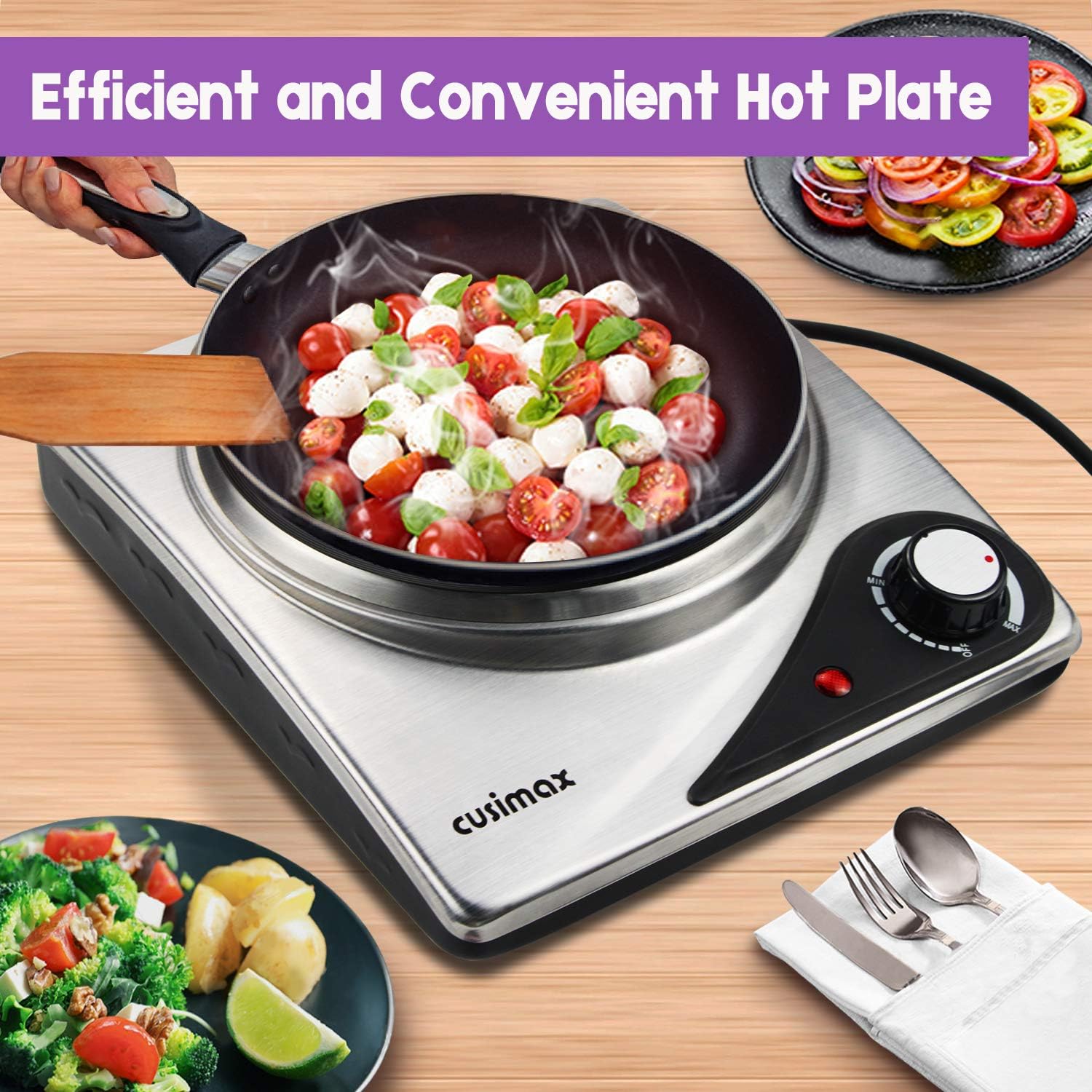 CUSIMAX Hot Plate for Electric Cooking Portable Single Hob, Cooktop ...