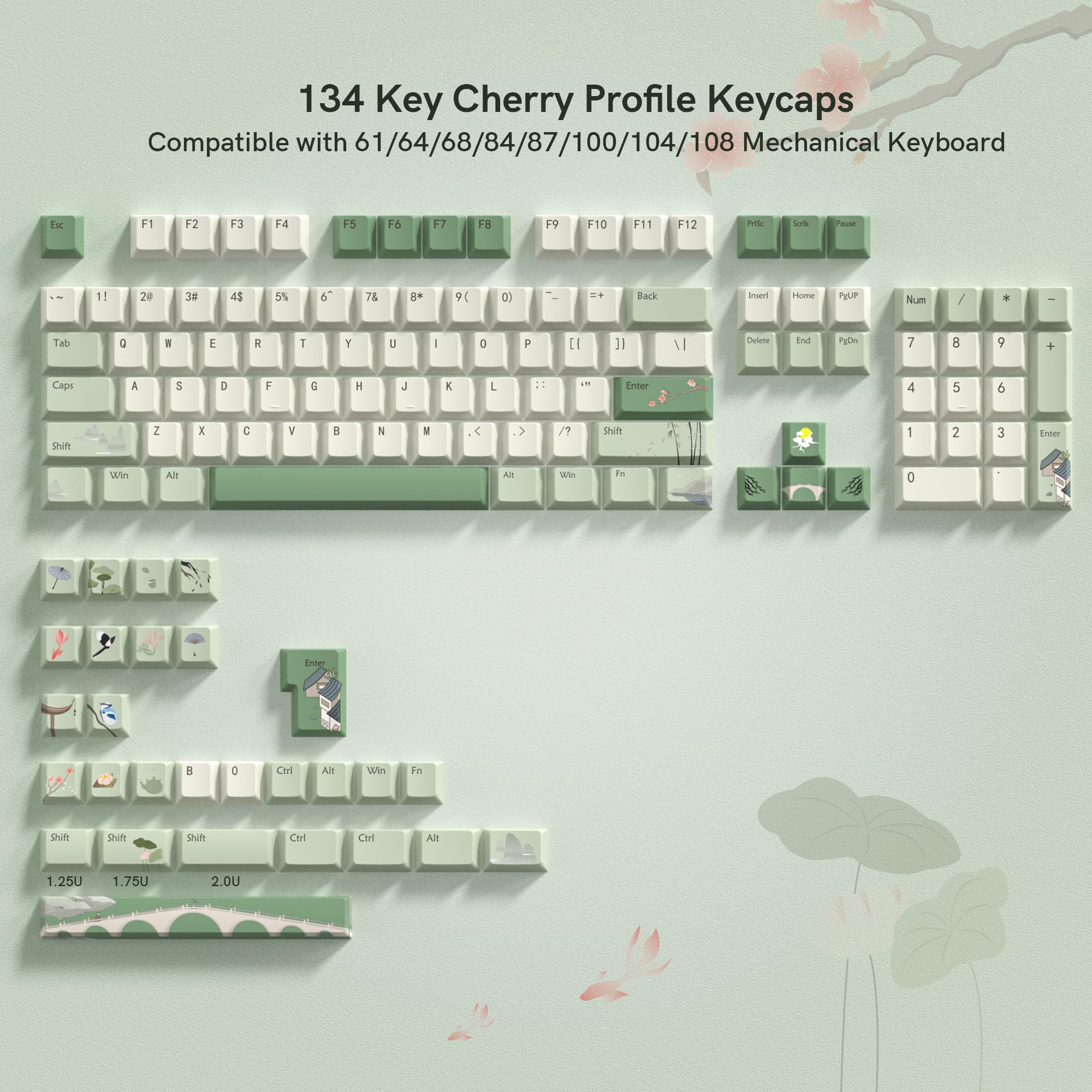 Mua dagaladoo Matcha Green Keycaps PBT,dye Sublimation keycaps 60% 65% ...