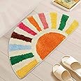 Amazon.com: Foeacry Retro Sun Bath Mat Non-Slip Half Circle Colorful ...