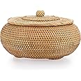 Amazon.com: Hipiwe Round Rattan Boxes with Lid Natural Woven Storage ...