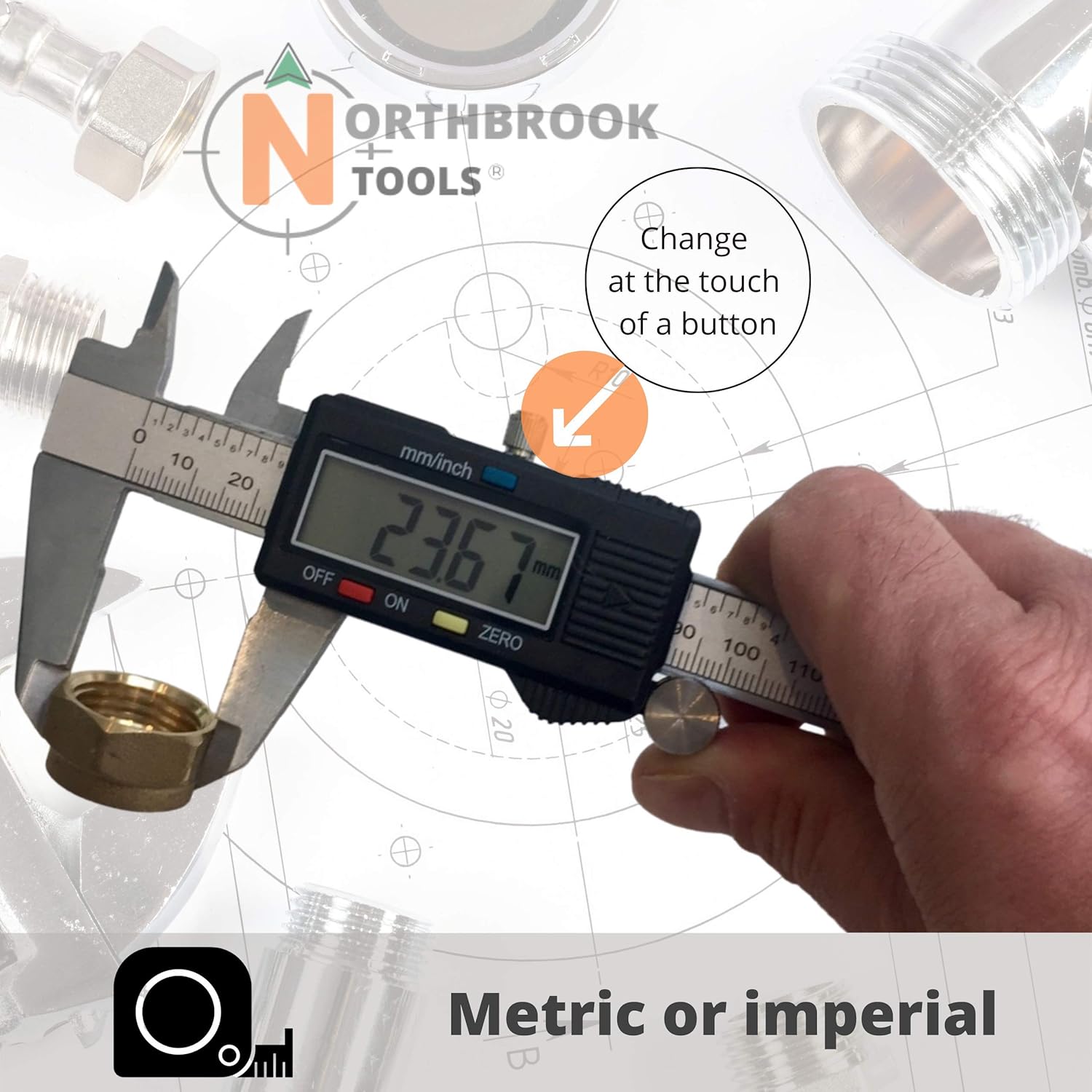 Vernier Caliper from Northbrook Tools ® + Metal Ruler 15cm. Digital ...