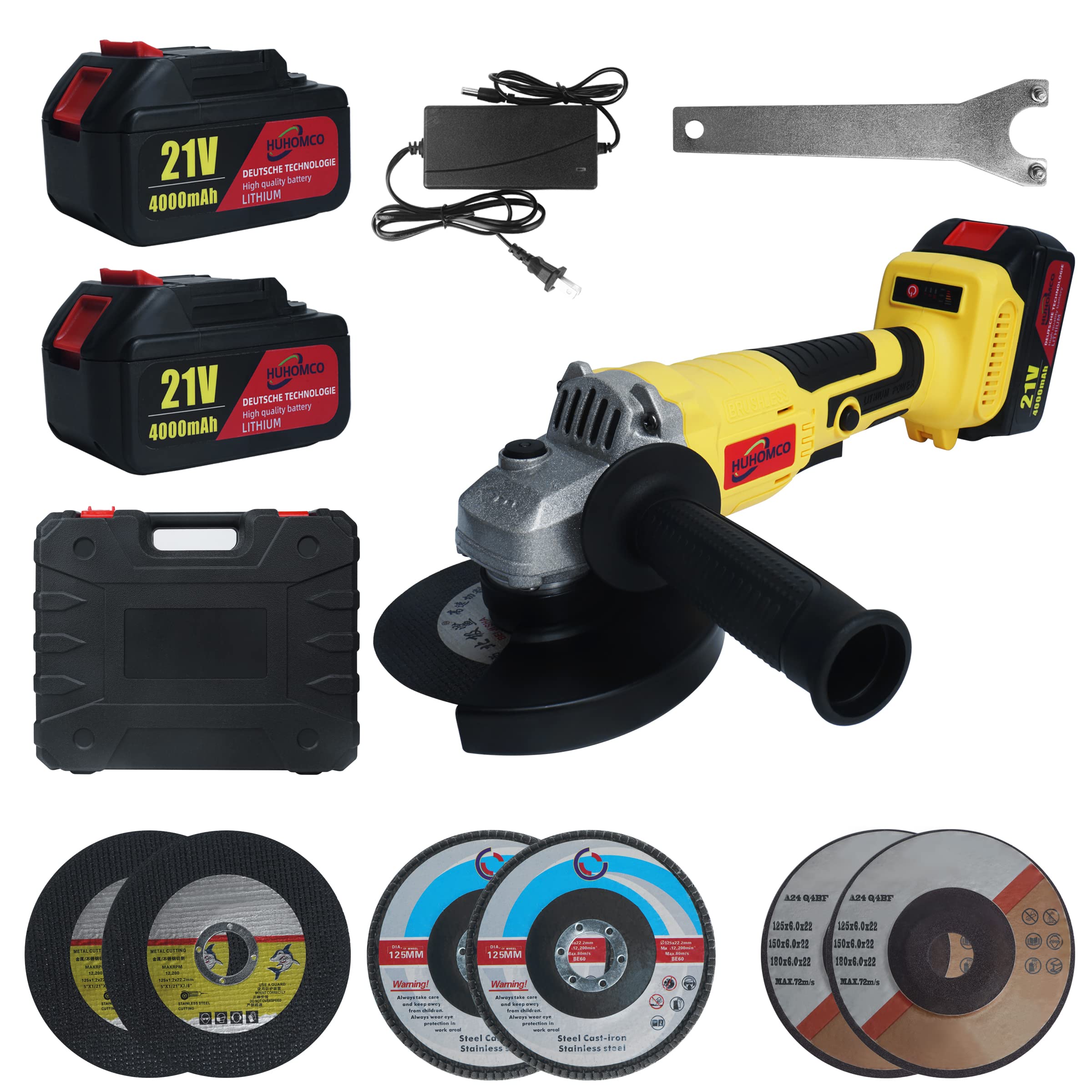 Mua Huhomco 21V Cordless Angle Grinder, 0-9000 RPM 4.0Ah Li-ion Battery ...