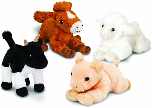 14 cm farm animals soft toys- set of 4: Amazon.co.uk: Toys & Games