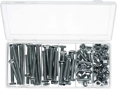 100pc Nut and Bolt Set 10mm Thread (M10 x 1.5) Various Length 30-100mm ...
