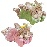 Amazon.com: DR.DUDU Set of 3 Spring Decoration 8" Sisal Ducks Statues ...