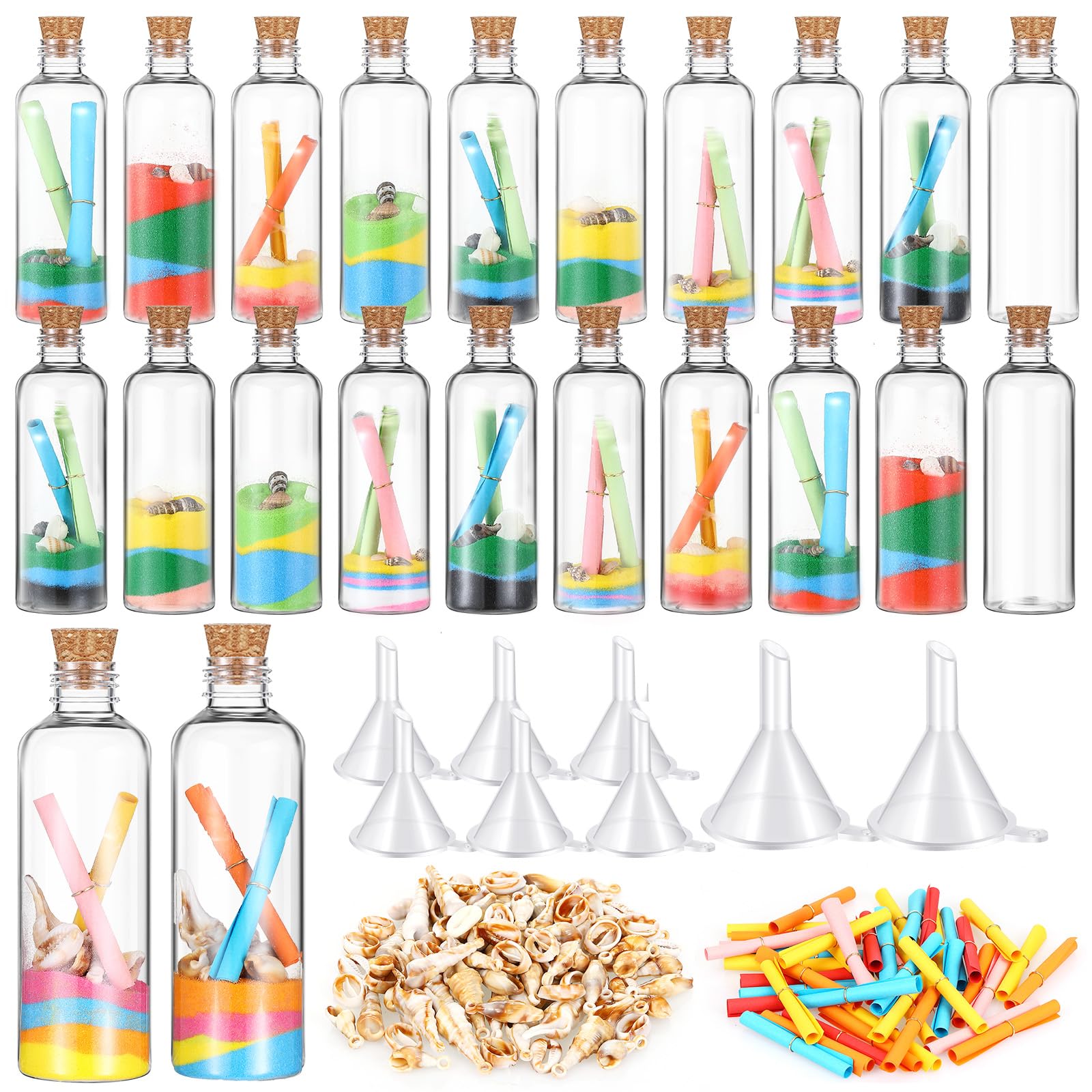 Libima 50 Pcs 3.4 oz Plastic Message Bottle Kit Sand Art Bottles Bulk ...