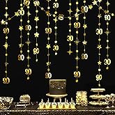 Amazon.com: Gold 75th Birthday Decorations Number 75 Circle Dot Twinkle Star Garland Metallic ...