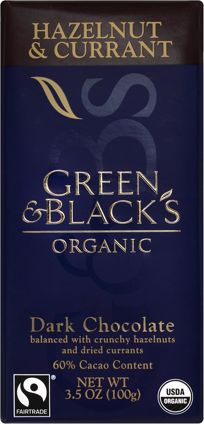 Green & Black's Organic Dark Chocolate with Currant and Hazelnut, 60% ...