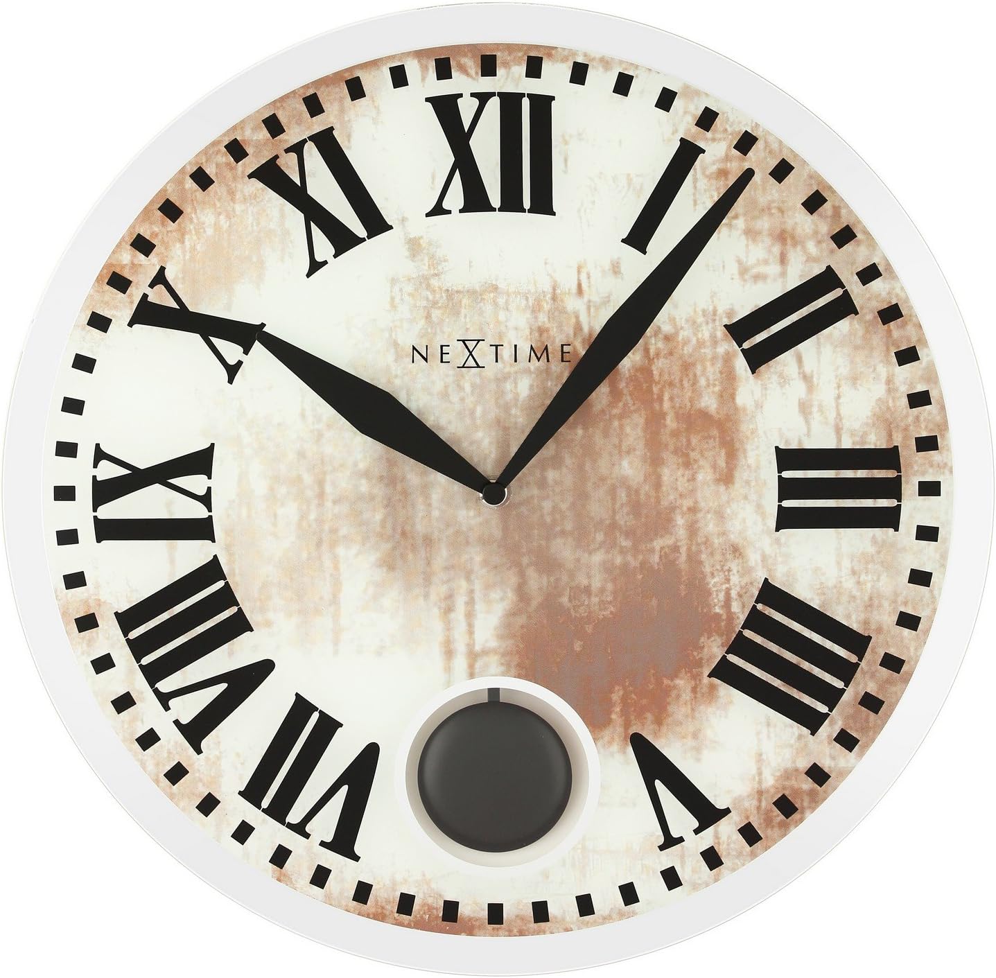 NeXtime big wall clock "ROMANA", with pendulum, round, mirror glass ...