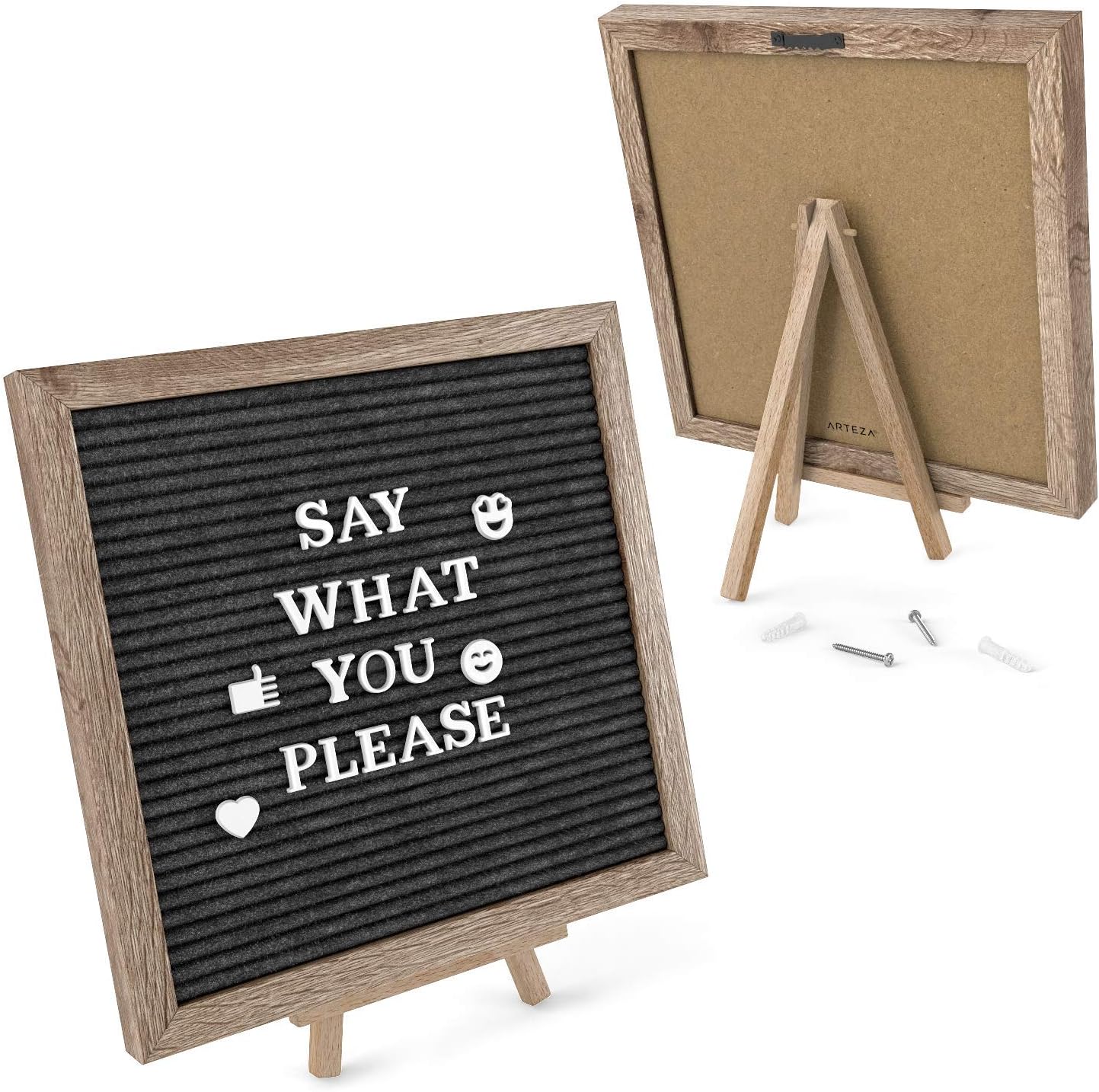 Arteza Grey Felt Letter Board Set, 10×10 Inches, With 526 Changeable ...