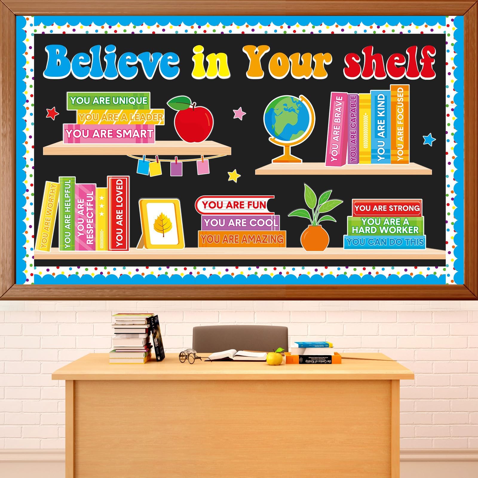 Motivational Bulletin Board Set Affirmation Station Bookshelf Bulletin ...