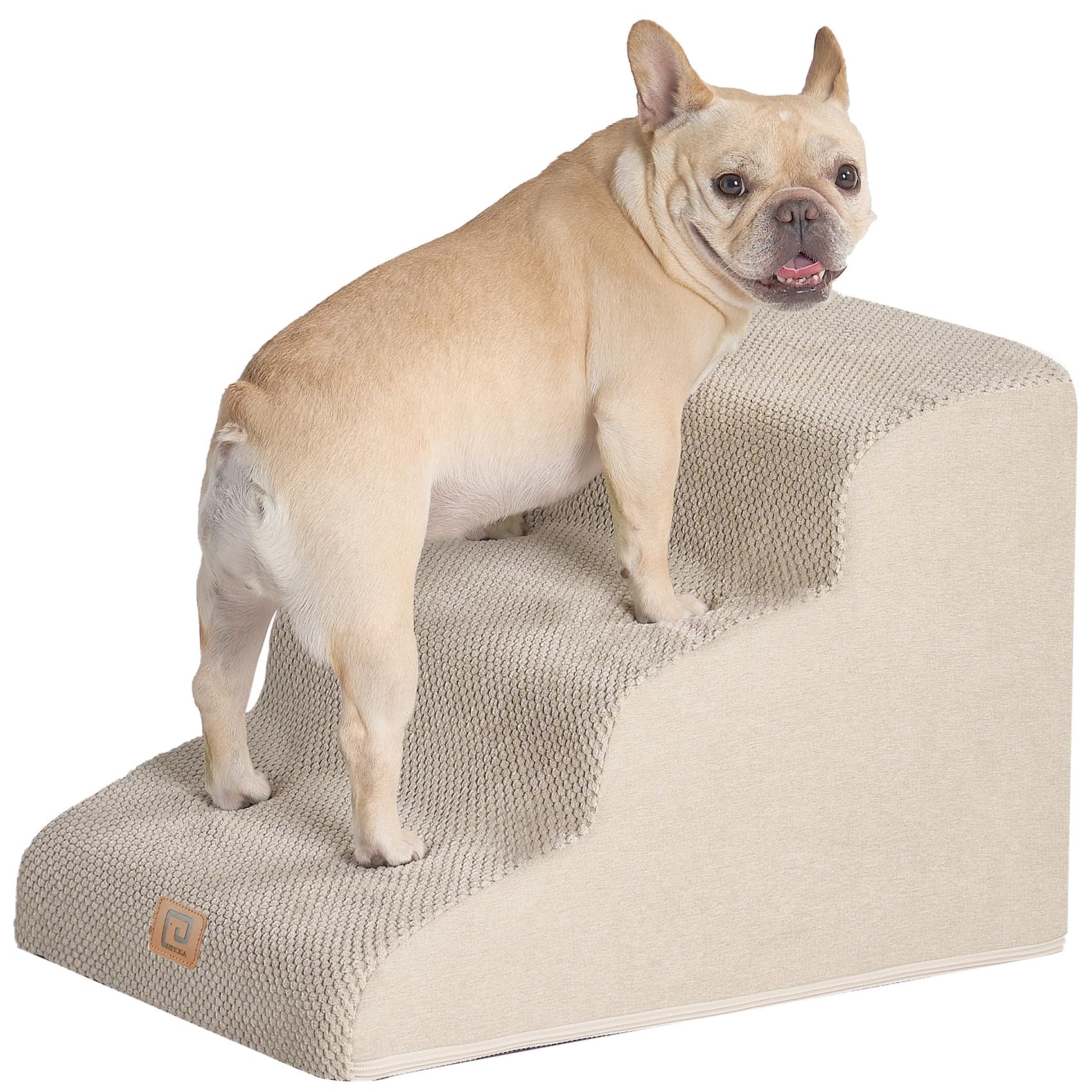 EHEYCIGA Curved Dog Stairs for Small Dogs 15.7" H, 3-Step Dog Steps for ...