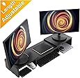 Amazon.com : Wood Dual Monitor Stand Riser with Adjustable Length Multi ...