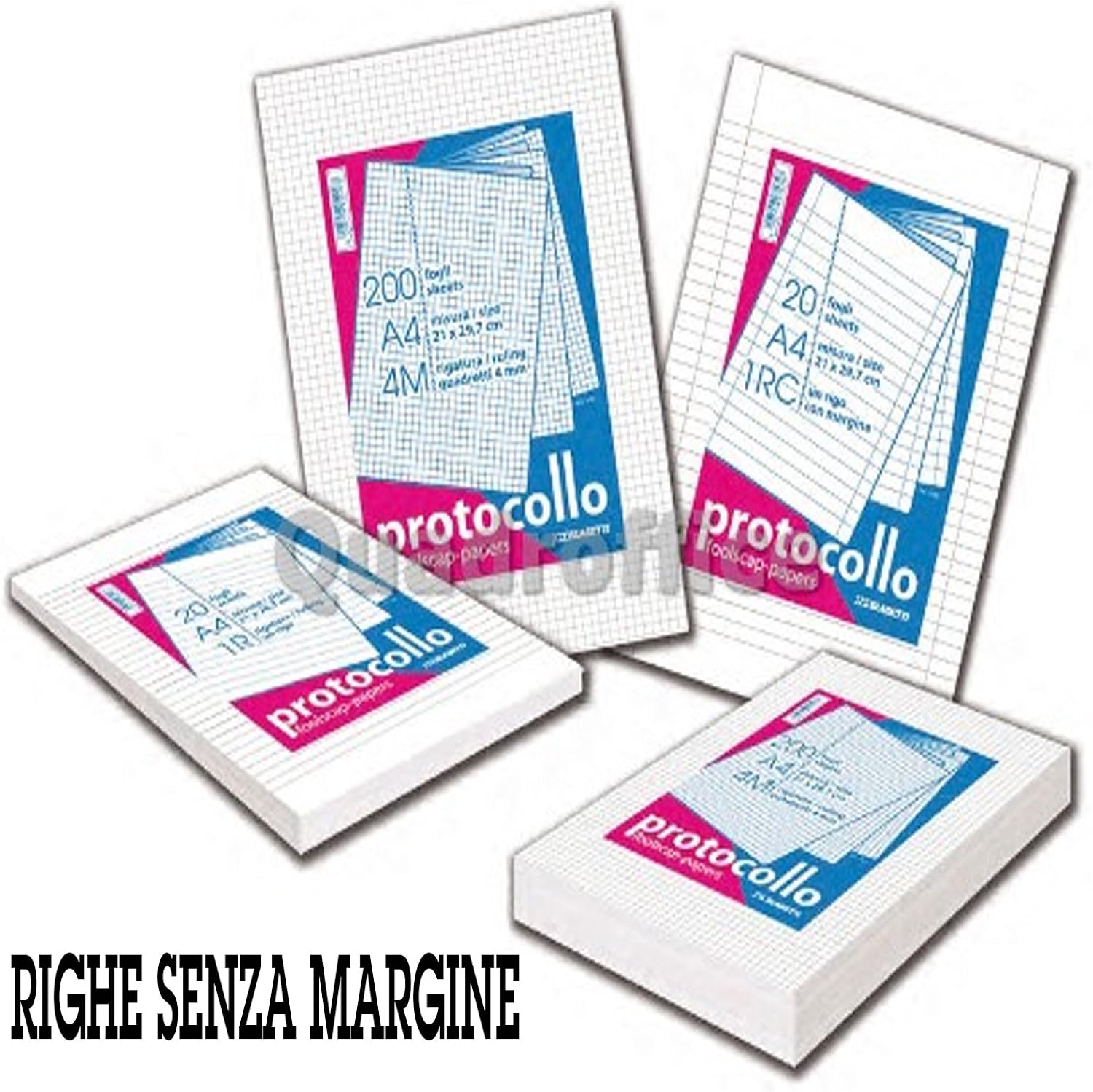 RISMA FOGLI PROTOCOLLO A RIGHE SENZA MARGINE 21X29 CM 60 GR 200 FF ...