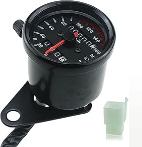 Amazon.com: Ambuker Black Motorcycle Dual Odometer Speedometer Gauge ...