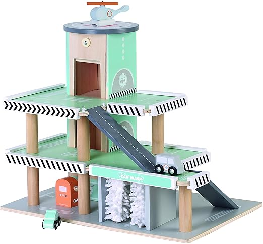 Children’s Wooden toy garage: Multi-storey car park, working 3 floor ...