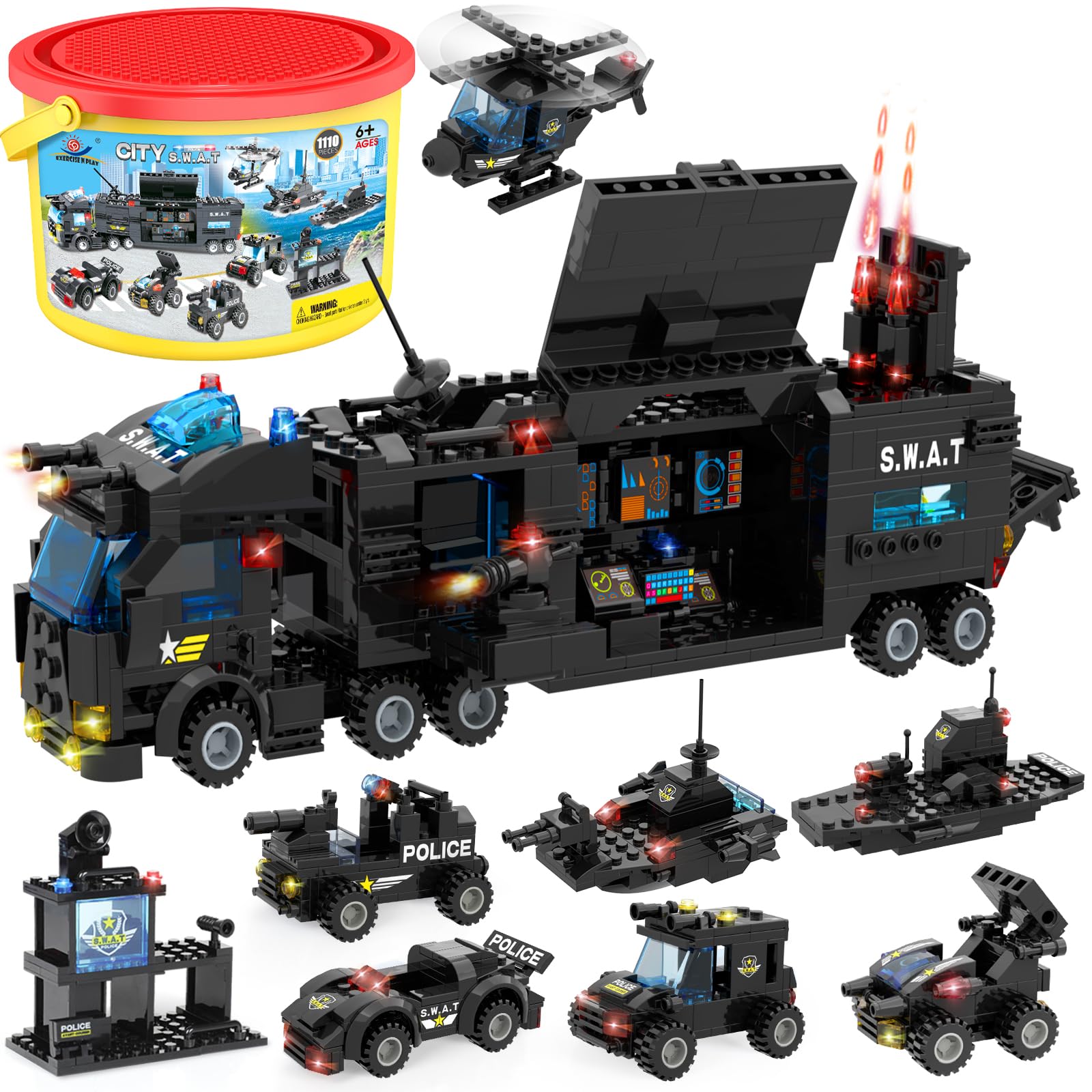 Mua WishaLife 1100 Pieces City Police Station Building Kit, SWAT Mobile ...