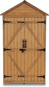 Amazon.com : Mcombo Outdoor Storage Cabinet, Garden Wood Tool Shed ...