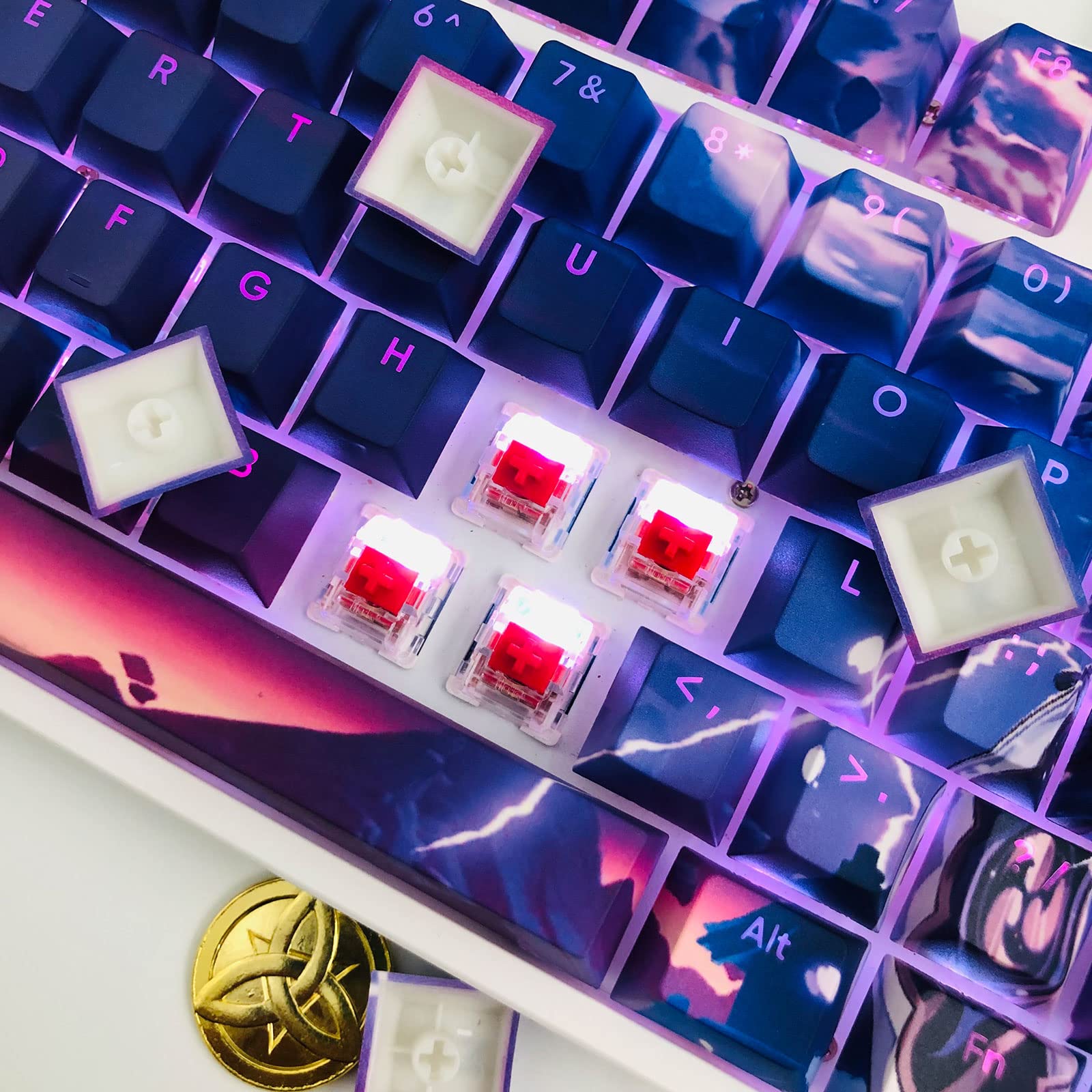 Mua CN GAMING Genshin Impact Raiden Shogun PBT Backlit Keycaps 108 Full ...