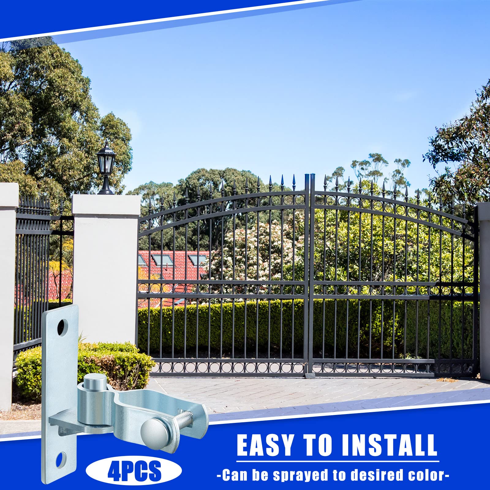 Dunzy 1-3/8 Inch Heavy Duty Wall Mount Gate Hinge Pipe Gate Hinge Chain ...