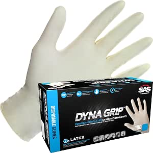 Dyna Grip Powder-Free Premium Latex Disposable Gloves- 10 boxes / 100 ...