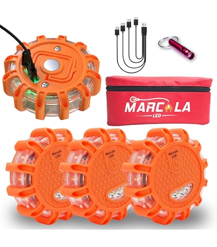 Roadside Safety Lights Aervoe 4-Pack LED Road Flare Kit - Emergency ...