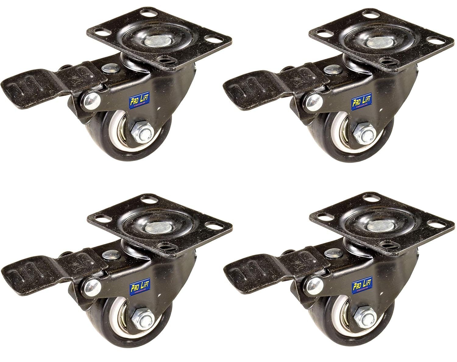 Pro-Lift-Werkzeuge 4 Stück Lenkrollen gebremst mit Halteplatte je 45 kg ...