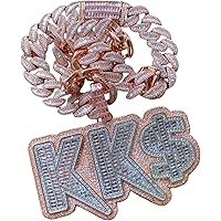 ICEDIAMOND Custom 18K Baguette CZ Diamond Nameplated Pendant Necklace, Gold Plated Hip Hop 2 ...