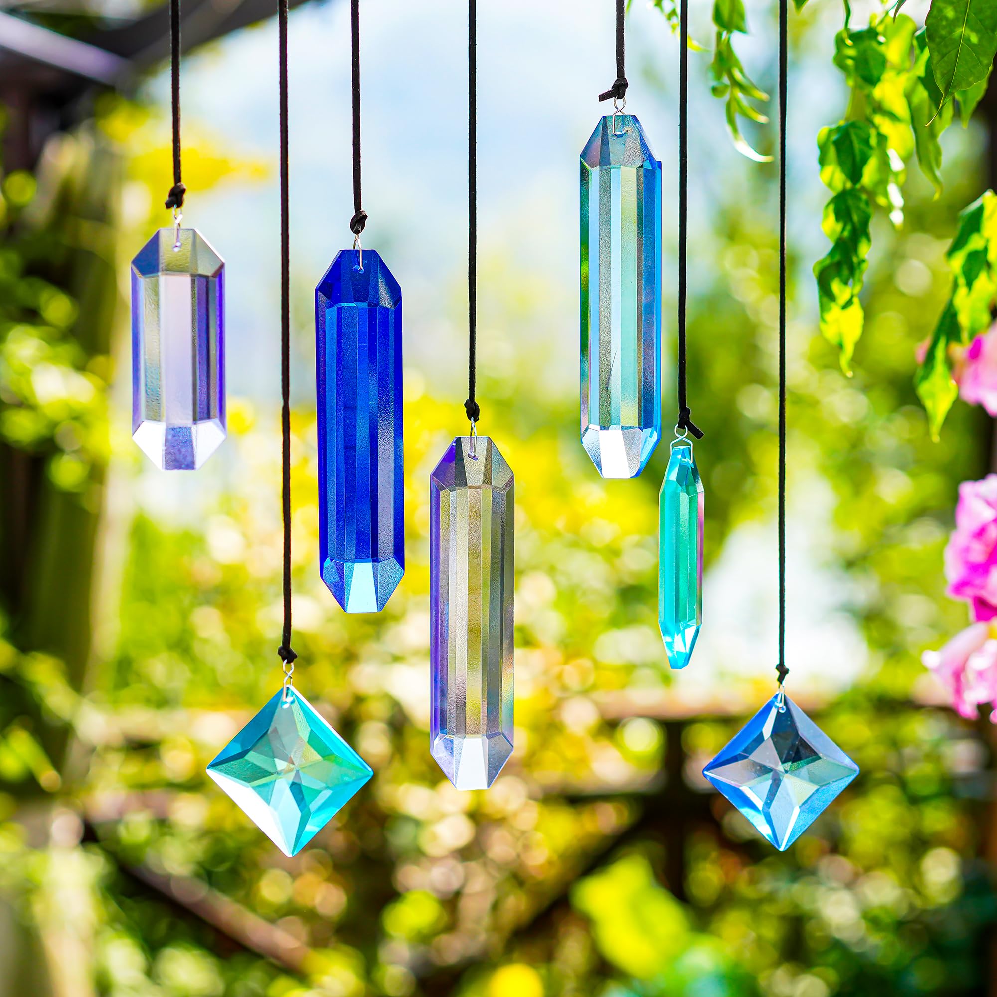 HDCRYSTALGIFTS Crystal Prisms Sun Catchers, 7PCS Blue Dreams Suncatcher ...