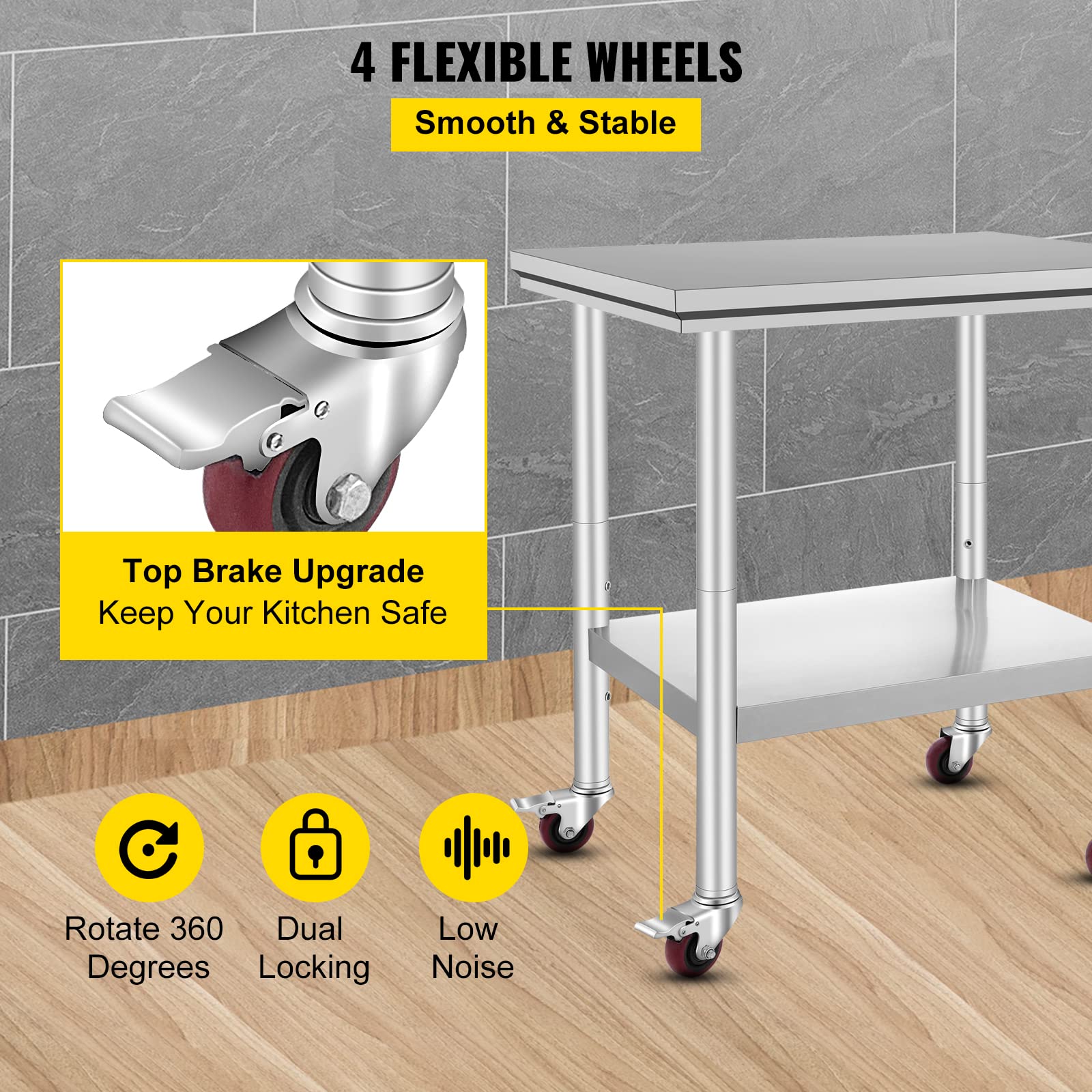 Mua Mophorn Stainless Steel Work Table with Wheels 24 x 30 x 32 Inch ...