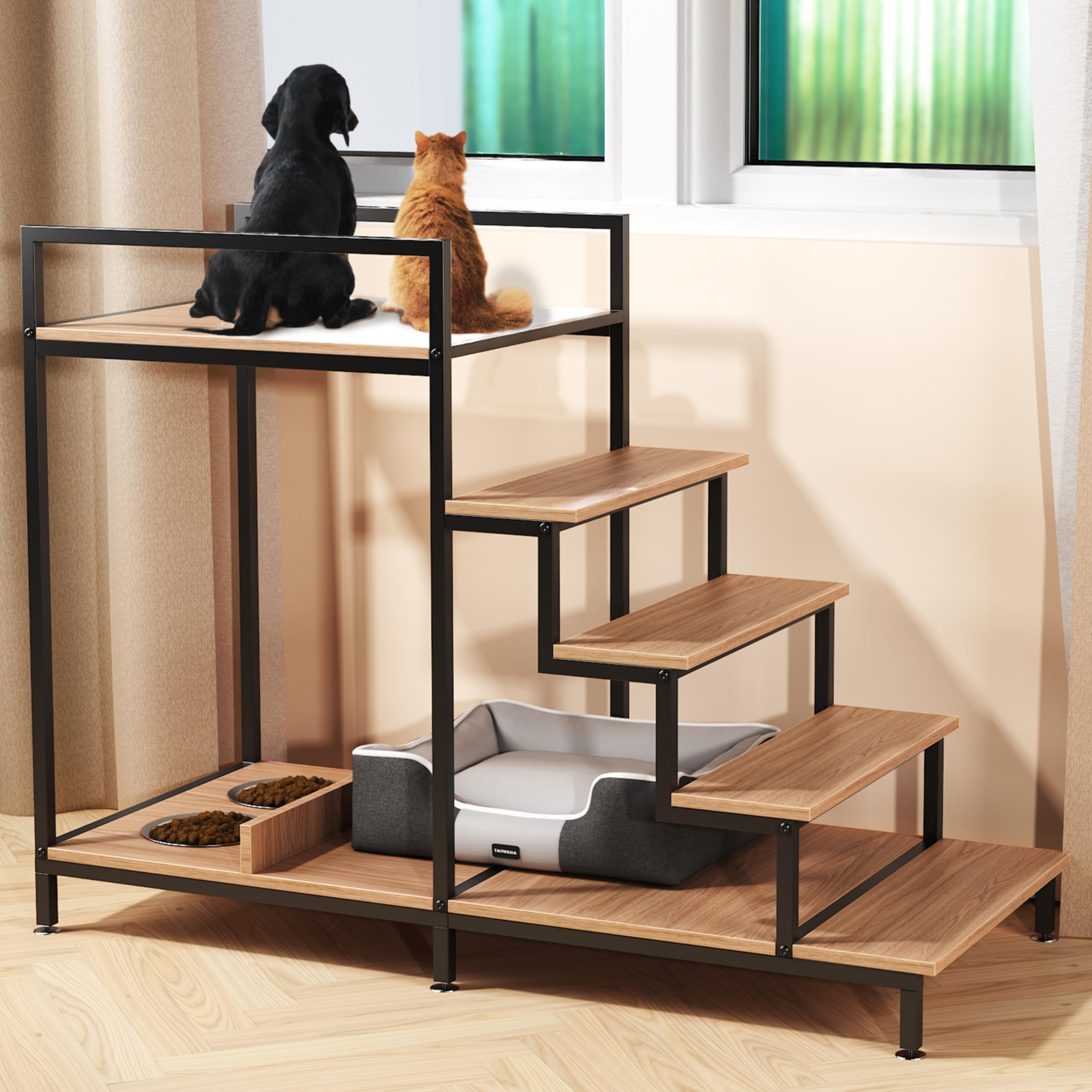 Dog Window Perch with Feeding Station - Multifunctional Dog Perch to ...