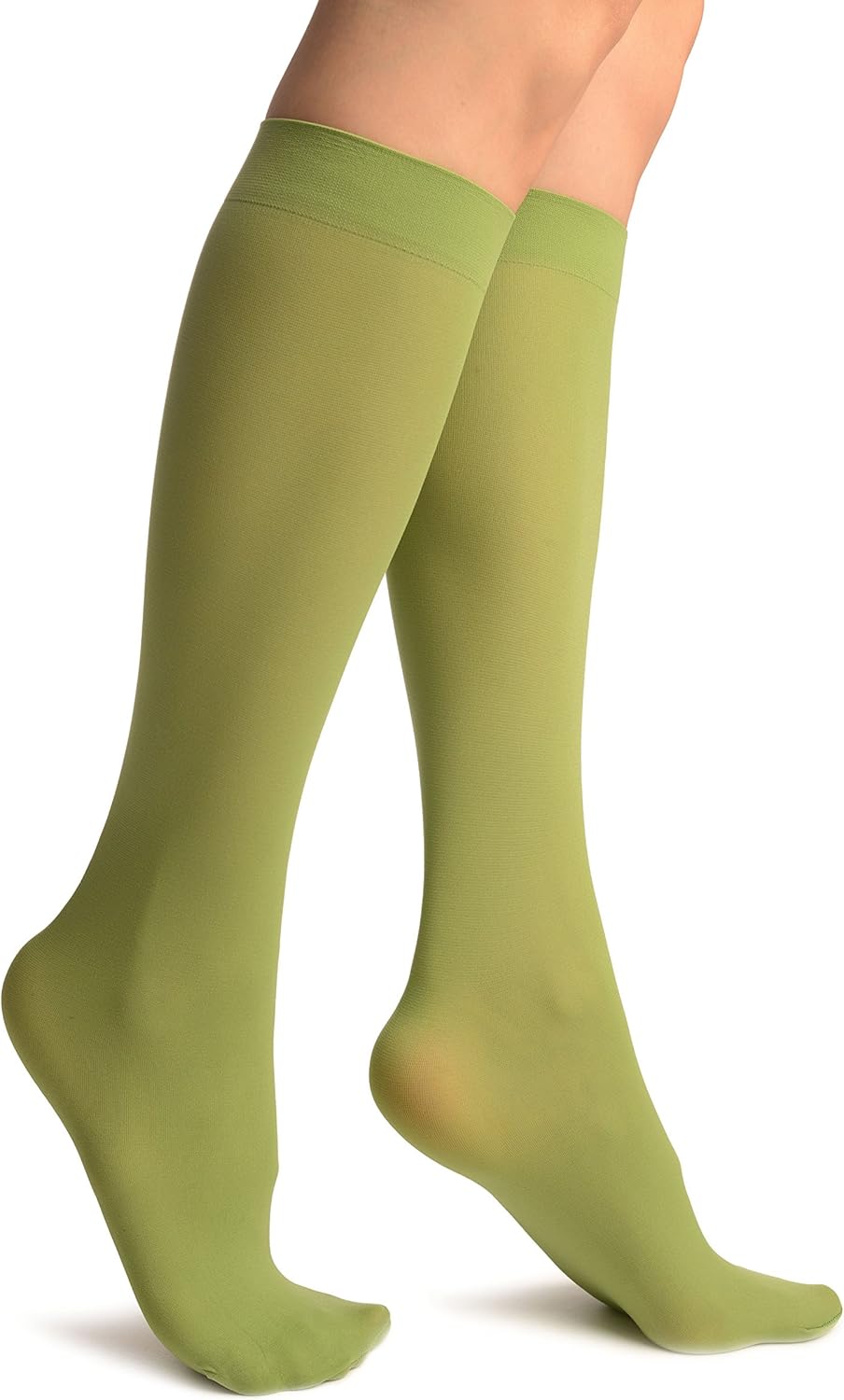 Olive Green Plain Socks Knee High - Socks at Amazon Women’s Clothing store