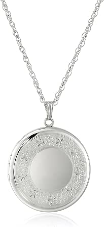 Amazon.com: Sterling Silver Extra-Large Engraved Round Locket, 22"