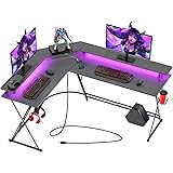Amazon.com: SEVEN WARRIOR Gaming Desk 50.4” with LED Strip & Power ...