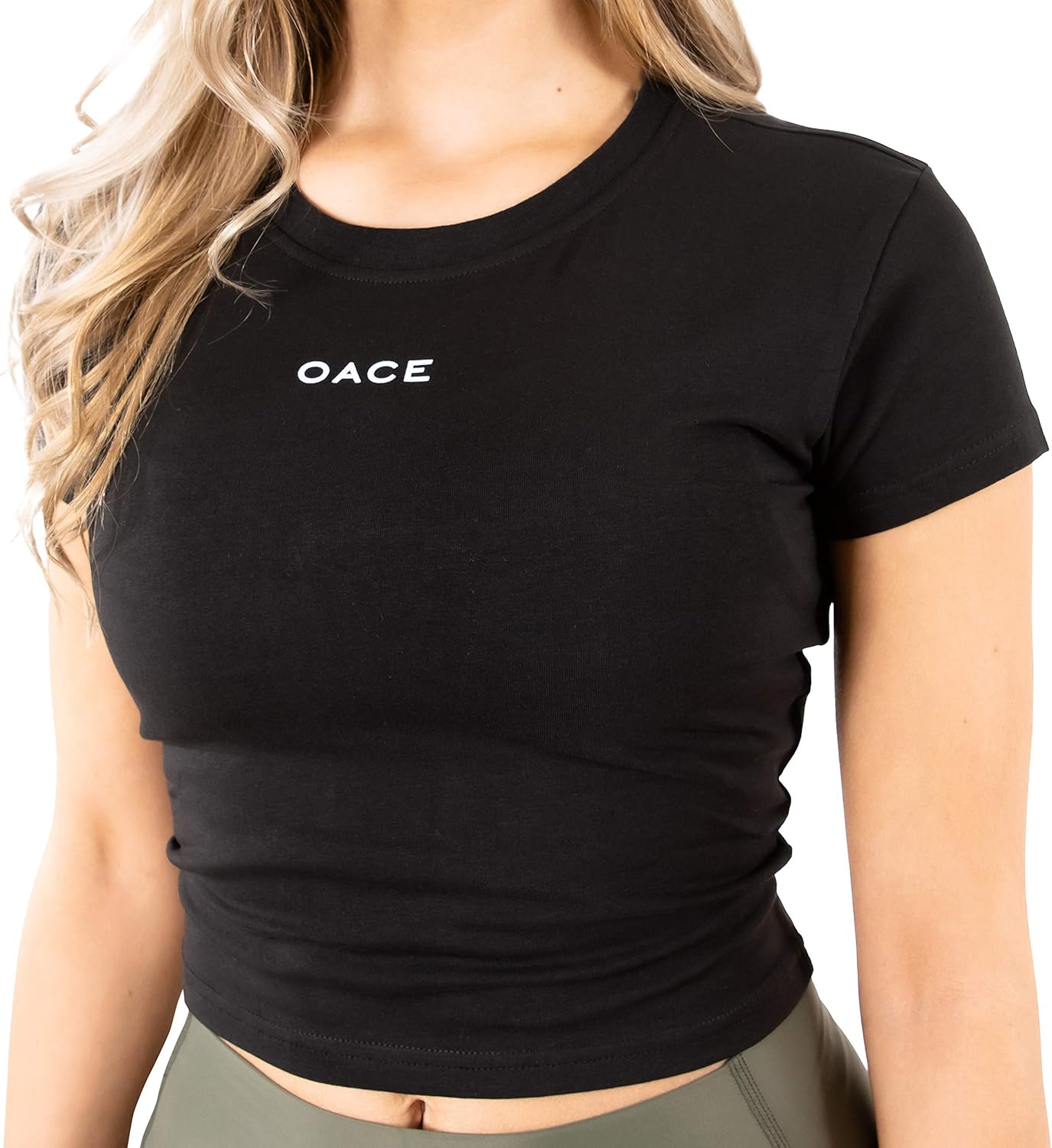 OACE Damen Iconic Crop Tee T-Shirt Bauchfrei Shape Fit Schwarz S ...