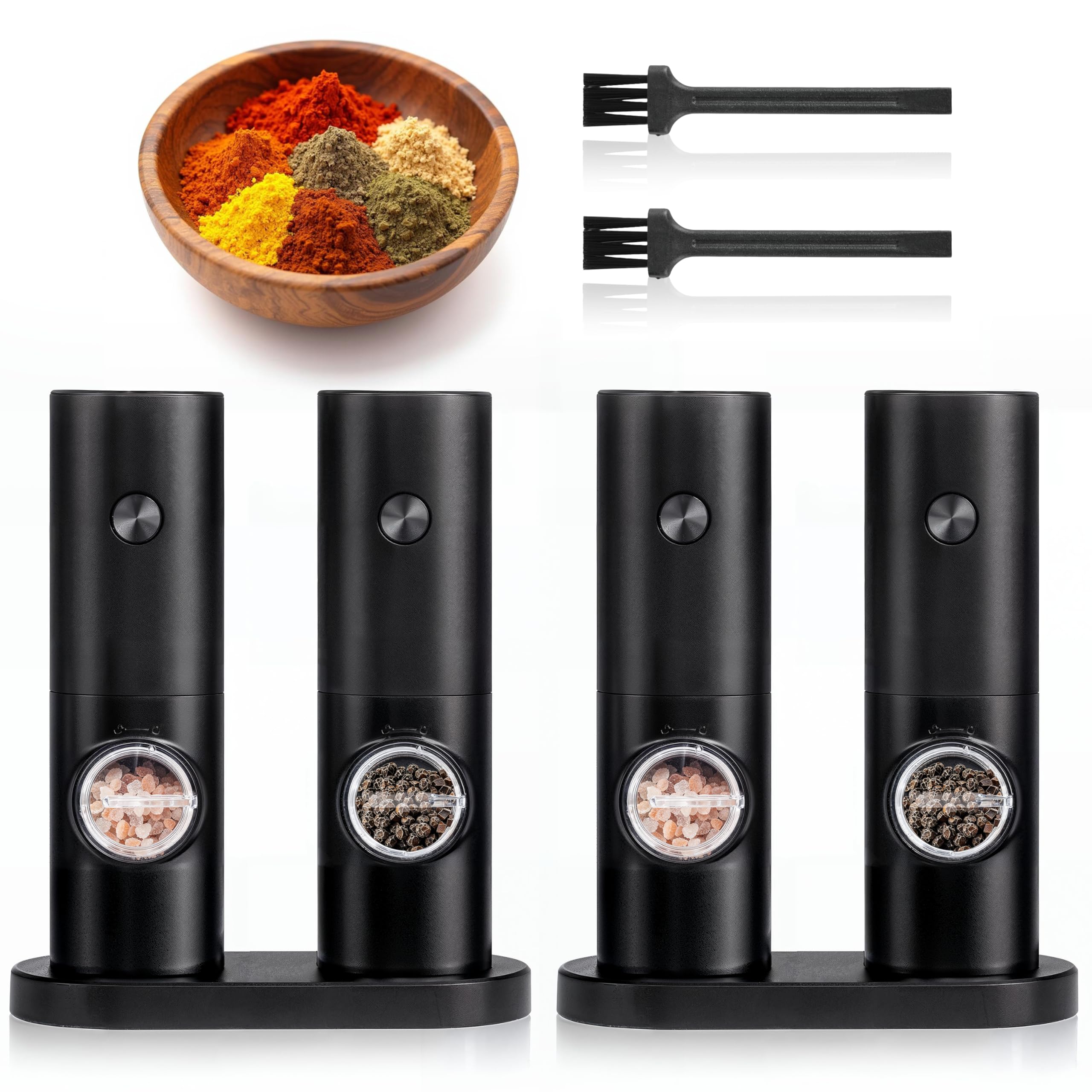 Simple Deluxe 4 Pack Electric Salt and Pepper Grinder Set, One Hand ...