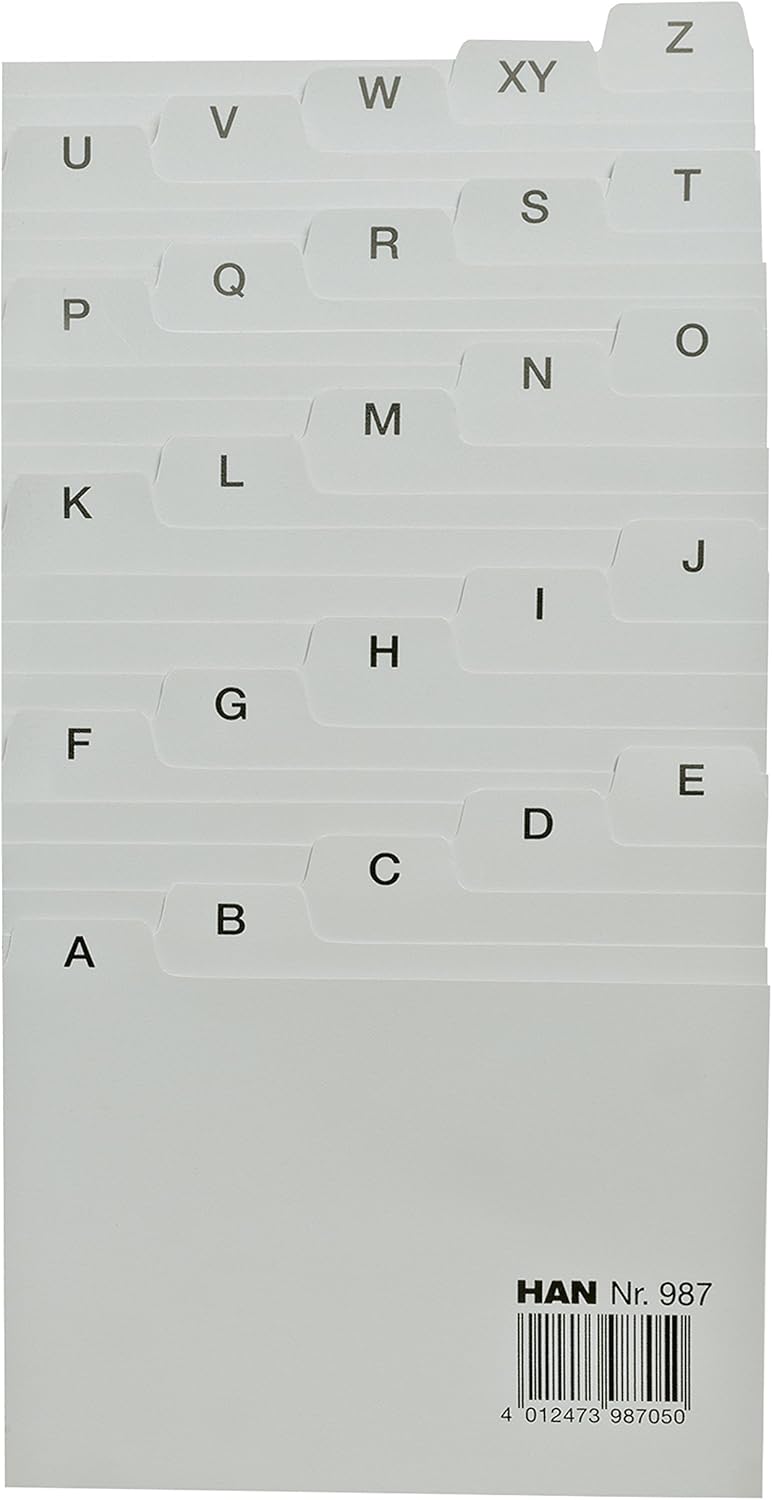 HAN 987, Tab A – Z, A7 landscape, 25 pcs. Guide cards for card index ...