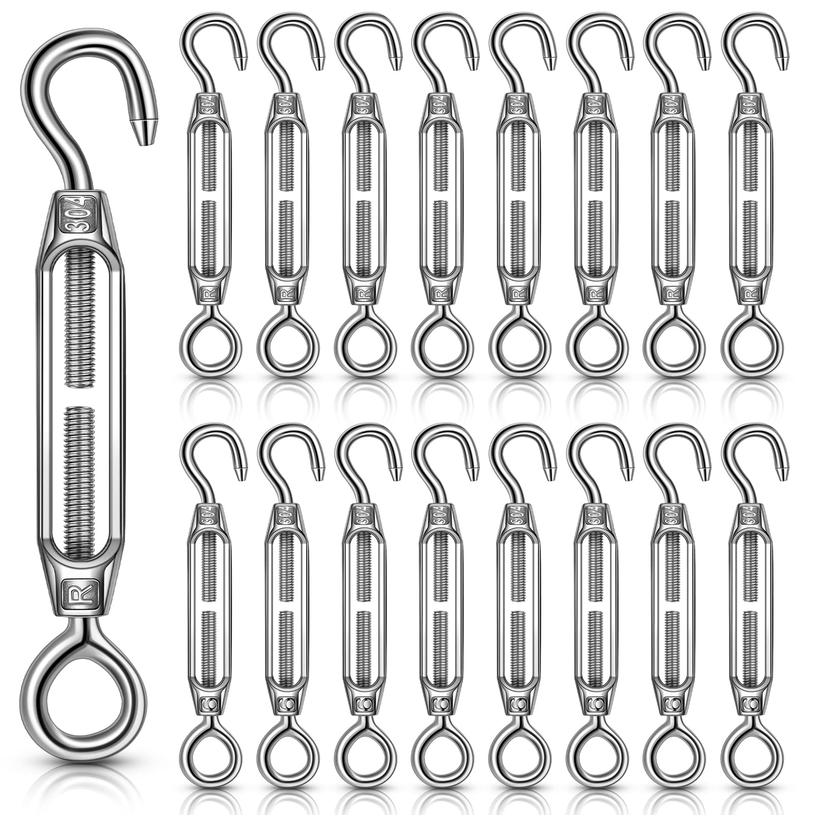 Mua Chumia 16 Pcs M6/5/4 Hook and Eye Turnbuckle 304 Stainless Steel ...
