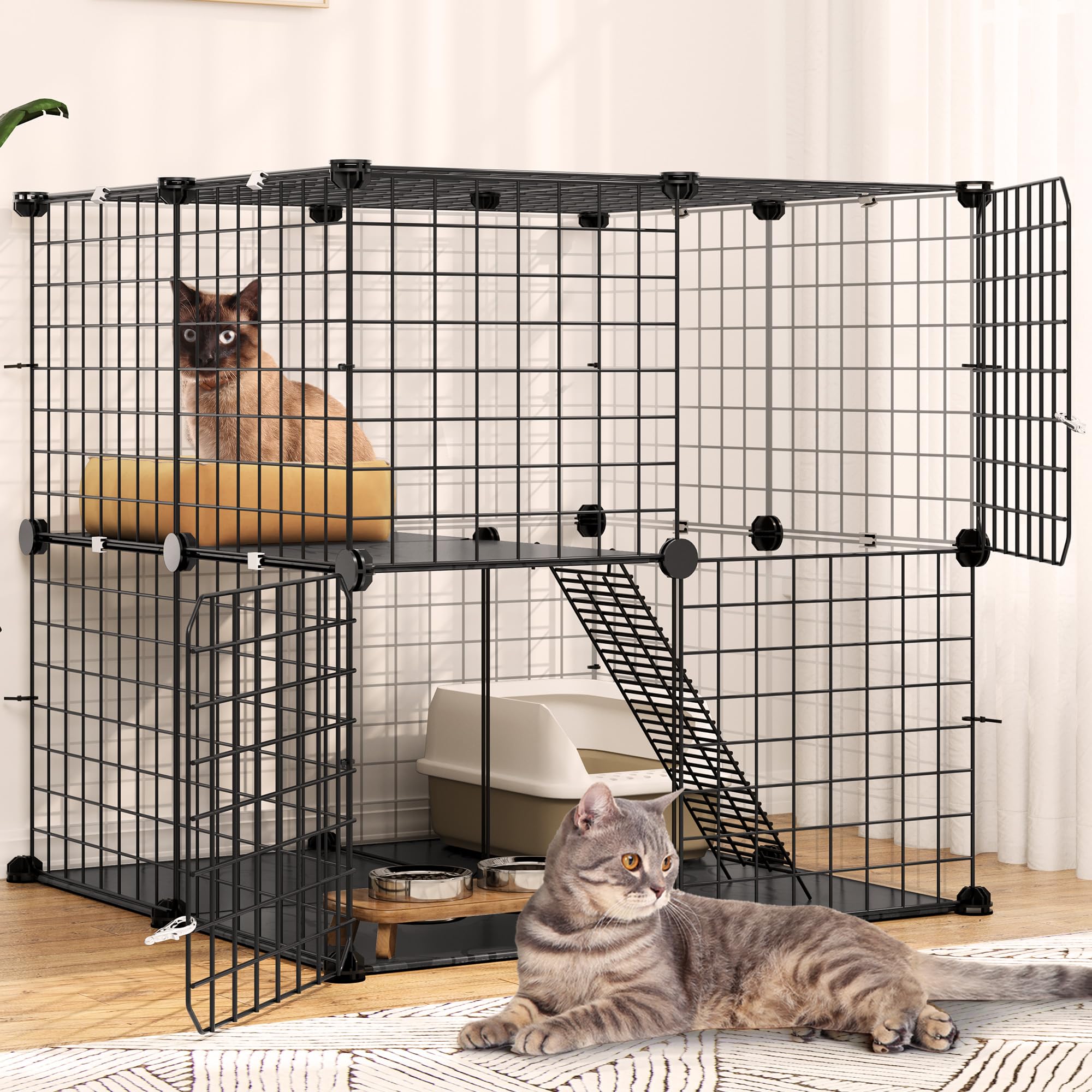 YITAHOME Cat Cage for Indoor Cats 2 Tier Outdoor Cat Enclosures Kitten ...
