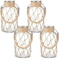 Amazon.com: Set of 4 Rope Net Dry Flower Glass Vase 7.9 x 4 Inches ...