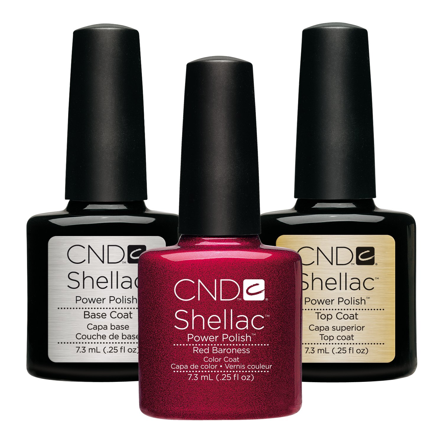 CND Original Shellac Red Baroness + Base Coat + Top Coat 7.3 ml 1er Set ...