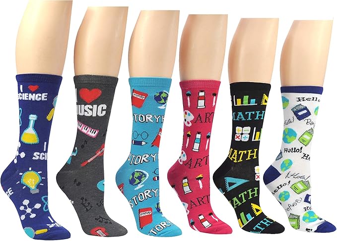 Amazon.com: Sock House Co. Teacher Crew Socks (6 Pair) - School ...