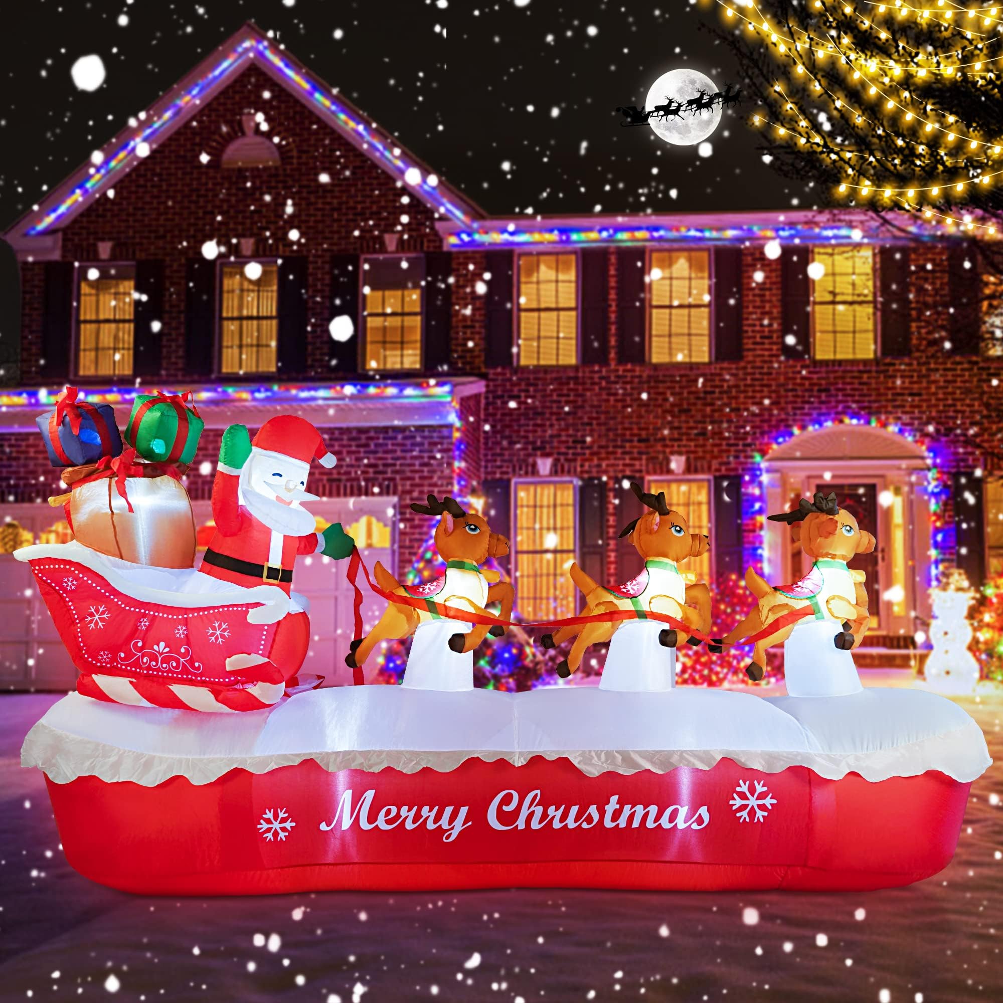 COOLWUFAN 10 FT Christmas Inflatables Outdoor Decorations Santa Claus ...