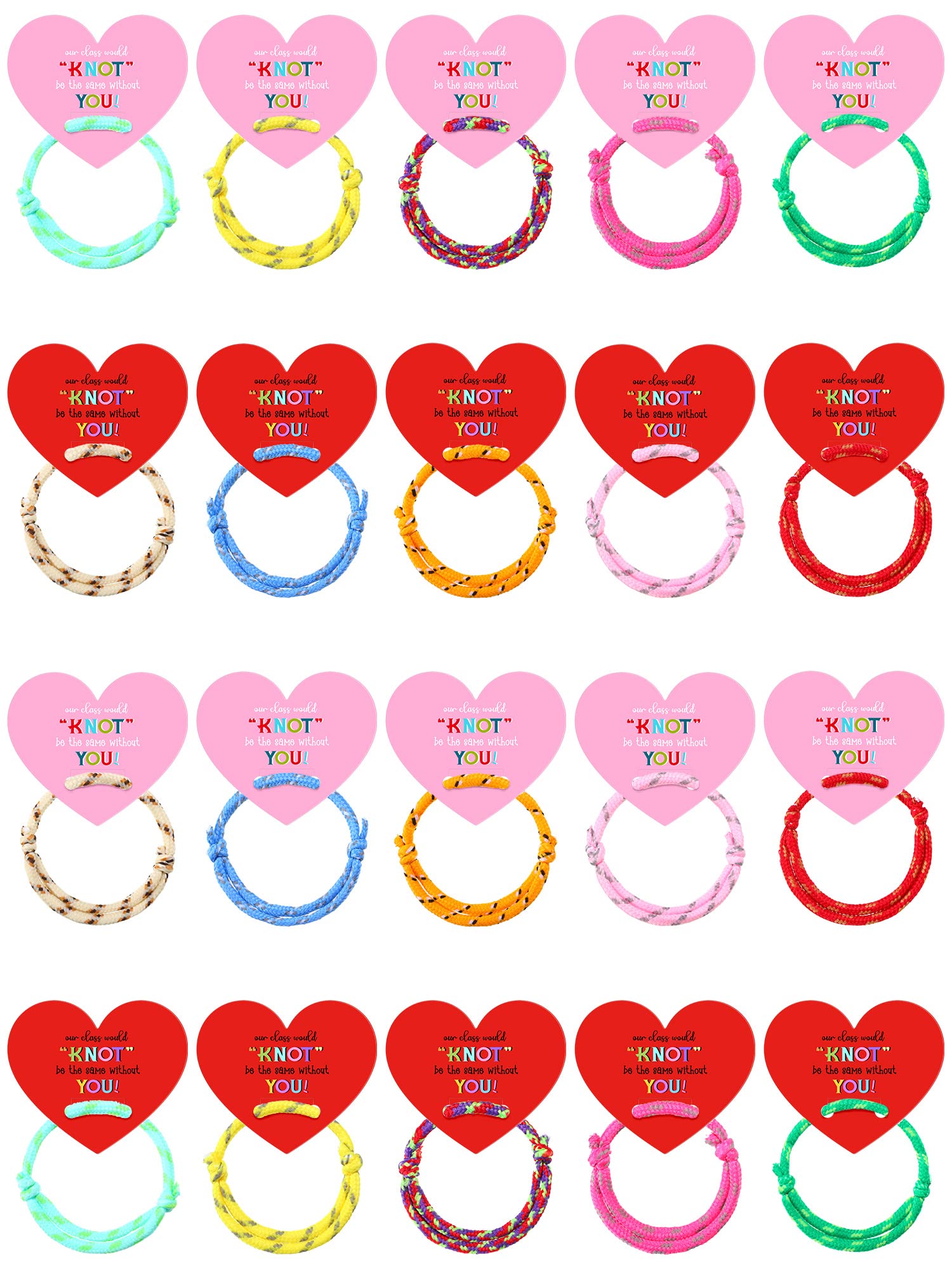 Junkin 60 Sets Valentine Knot Bracelets with Cards Our Class Will Knot ...
