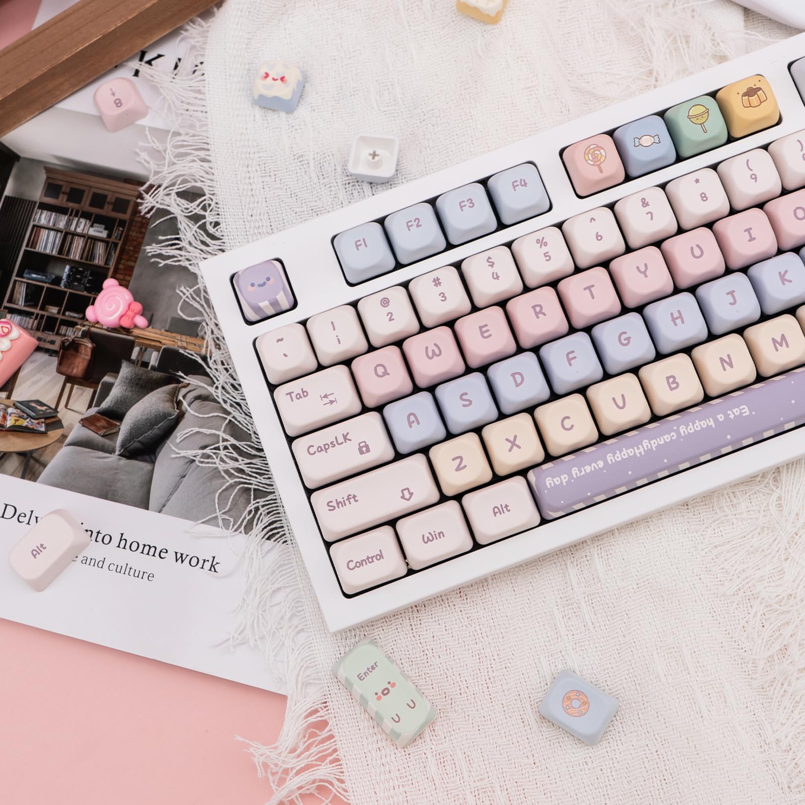 Mua Candy Color PBT Keycaps Set XOA Profile Cute Round Keycaps 138 Keys ...