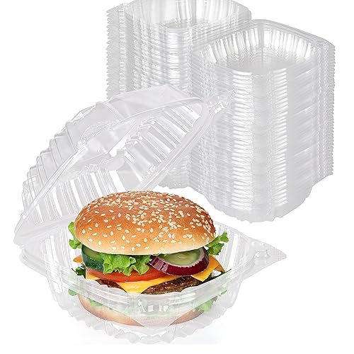 Disposable Plastic To Go Containers with Clear Lids (100 Pack) Fancy ...